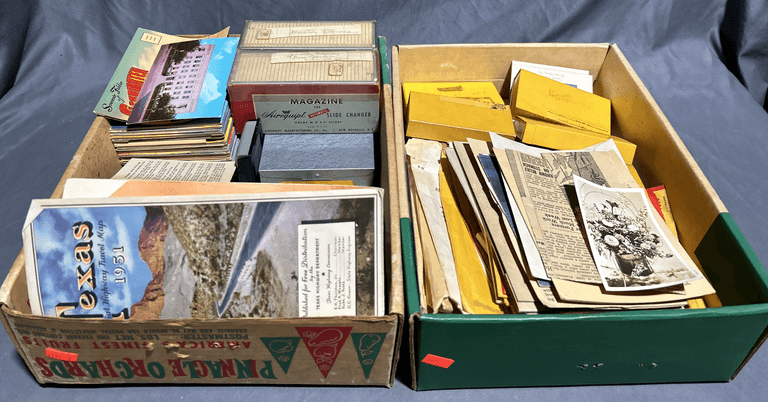 Photos, Newspaper Clippings, Postcard Booklets, Slide Changer Magazines ...