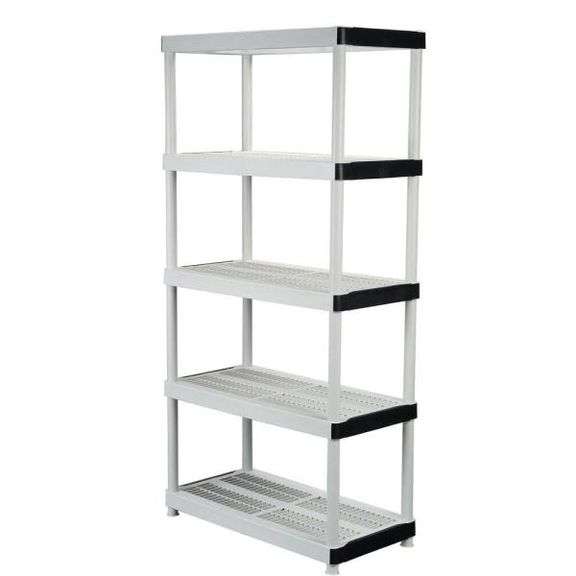 HDX 5-Tier Easy Assembly Multi-purpose Plastic Garage Storage Shelving ...