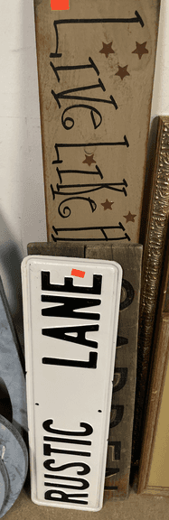 (2) Wall Hanging Wood Signs 7"x 24", 5"x 30, Metal Rustic Lane Sign 6"x ...