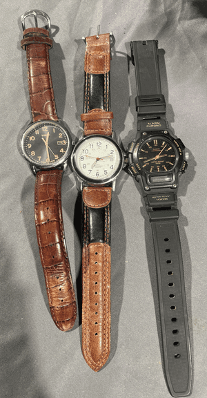 3 Men’s Watches Inc. Casio Illuminator, Quartz Water Resistant, Timex ...