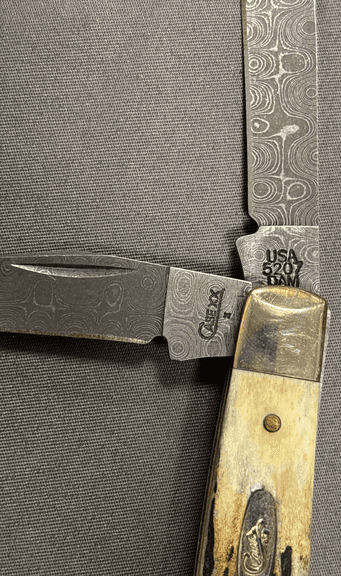 Case XX Damascus Blade Trapper 2 Blade Pocket Knife - Metzger Property ...