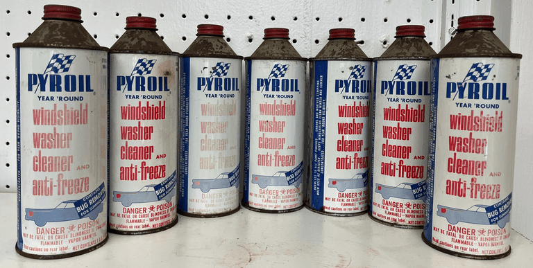 7 Pyroil Year 'Round Windshield Washer Cleaner Anti-Freeze Tins - Empty ...