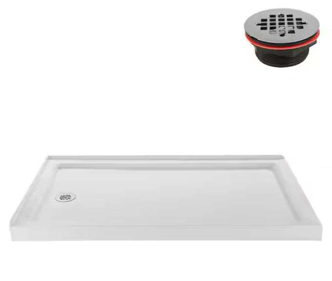 Streamline NT-164-60WH-LF 60 in. L x 36 in. W Corner Acrylic Shower Pan ...