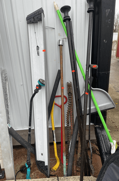 Hose Sprayer, Copper Pipe, Pry Bar, Light Fixture, Broom, Metal Pipes ...