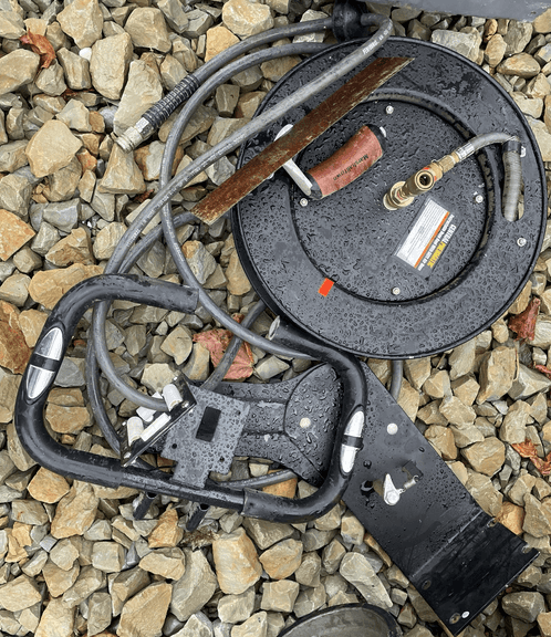 Central Pneumatic Retractable Hose Reel with Air Hose, Exercise Bike ...