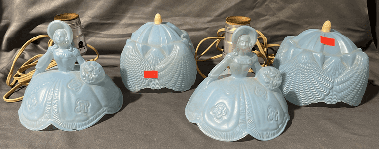 (2) Art deco Blue glass lady lamps - Metzger Property Services, LLC