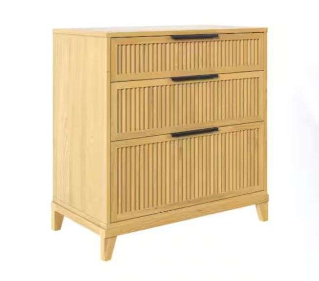 Welwick Designs 3-Drawer Natural Pine Solid Wood Transitional 29 in ...