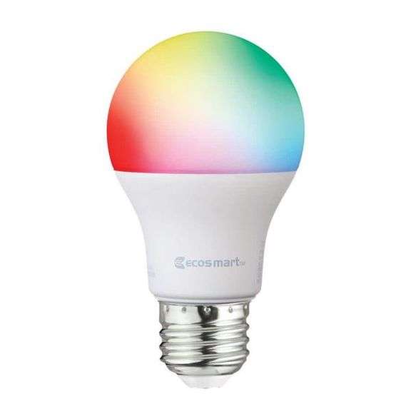 Ecosmart 60-Watt Equivalent A19 CEC Color Changing LED Party Light Bulb ...