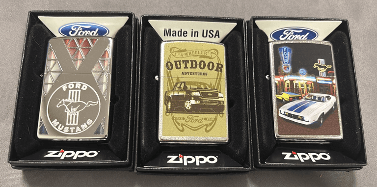 3- Zippo Ford Collector Lighters - Metzger Property Services, LLC