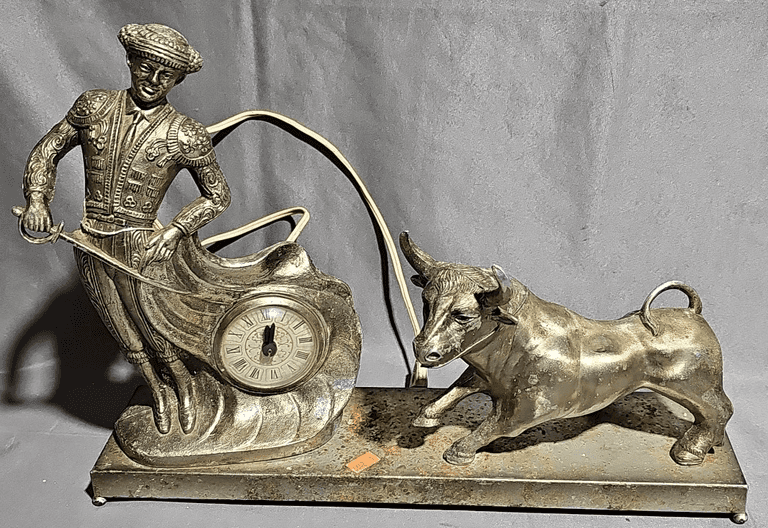 Metal Bull and Matador Bullfighting Clock 16"x12" - Metzger Property ...