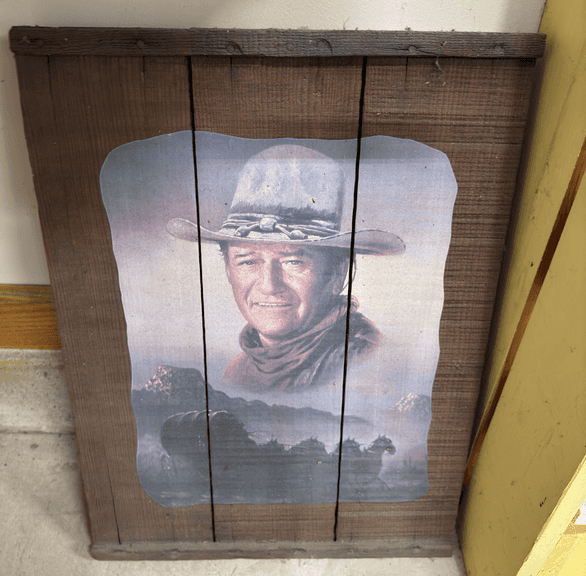 John Wayne picture on wood 17 1/2x24 - Metzger Property Services, LLC