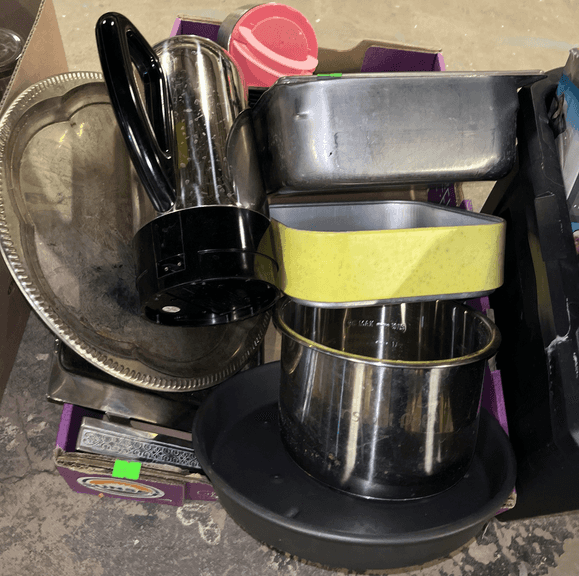Coffee pitcher, instant pot metal liner, baking pans, metal platter ...