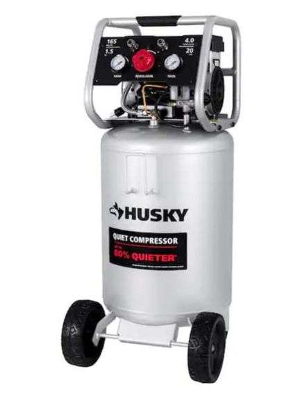 Husky 20 Gal. 165 PSI Vertical Electric Quiet Air Compressor - Metzger ...