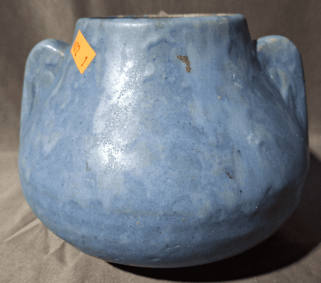 McCoy Art Pottery Vase with Handle Blue Mottled Vellum Glaze 1920’s 5 ...