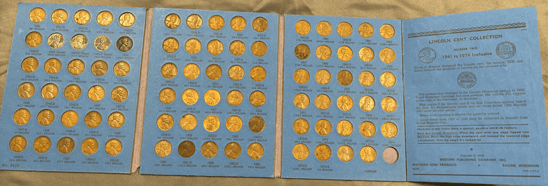 1941-1974 Lincoln Cent Collection Book 2 (89 Coins) - Metzger Property ...
