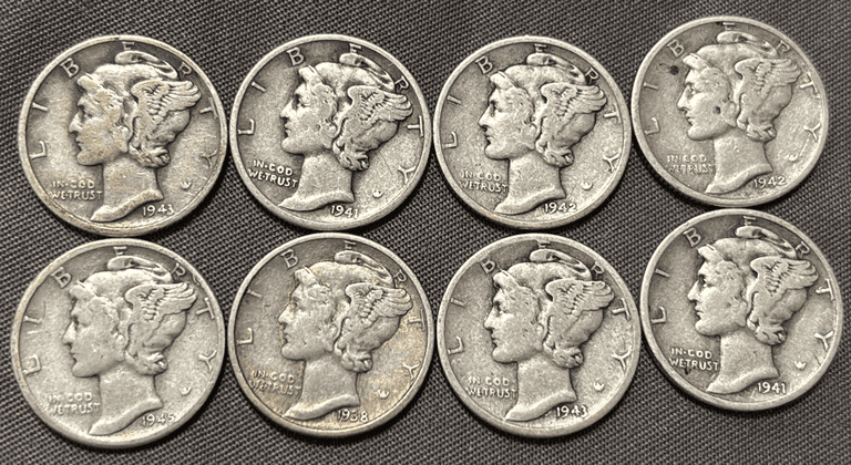 8- Mercury Dimes (1938-1945) - Metzger Property Services, LLC
