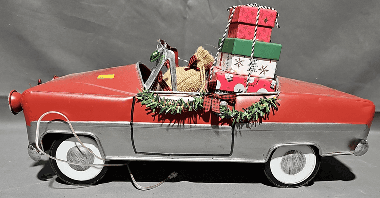 Member's Mark Pre Lit Christmas Red Metal Convertible Car Decoration 17 ...