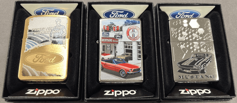 3- Zippo Collector Ford Lighters (seal not broken) - Metzger Property ...