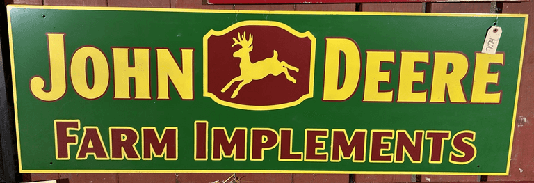 John Deere Farm Implements Sign, Metal Over Wood Frame 20" x 60 ...