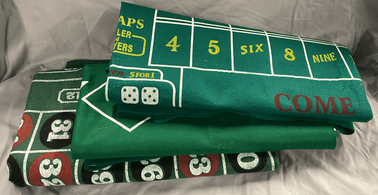 (3) Craps, Black Jack, Roulette Felt Table Lay Outs 70”x36” - Metzger ...
