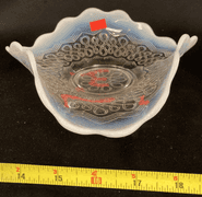 Glass White Opalescent Rim Curled Sides Scalloped Edge Plate - Metzger ...