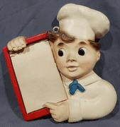 Chalkware Chef and note wall hanging 8" - Metzger Property Services, LLC