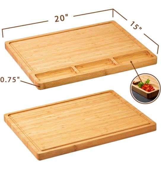 Cutting Board for Kitchen, 20x15" Extra Large Wood Serving Tray for ...