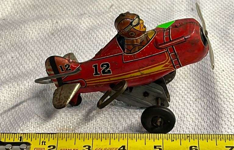 Vintage Marx #12 Tin Windup Rollover Plane USA NY Tin Toy, works ...