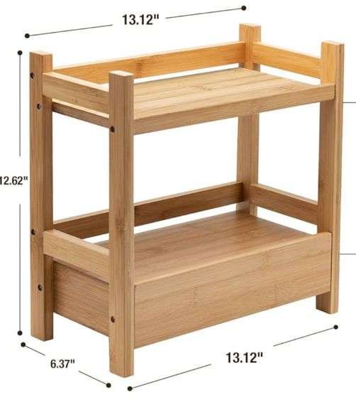 Sorbus 2-Tier Bamboo Countertop Shelf with Hidden Drawer - Metzger ...