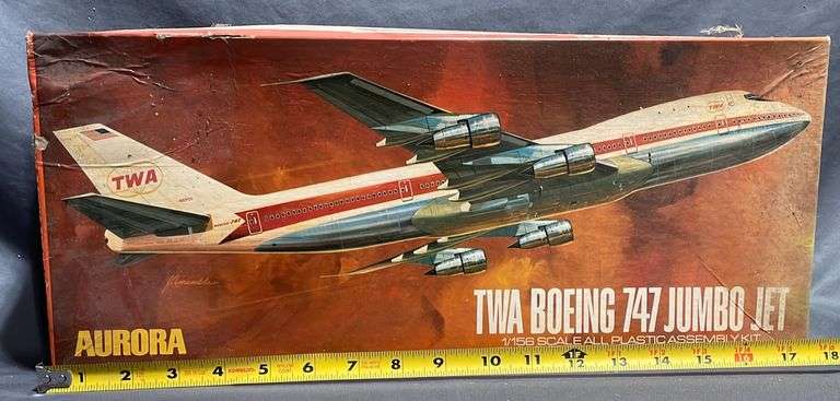 Aurora TWA Boeing 747 Jumbo Jet 1/156 Scale Plastic Model Airplane Kit ...