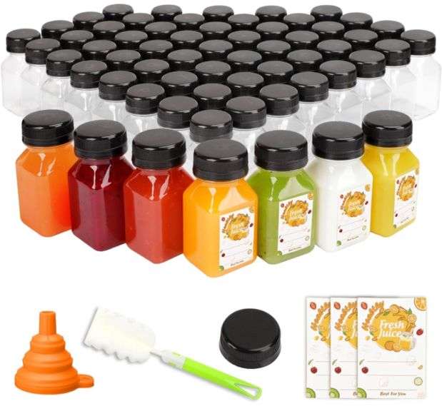 TOMNK 105pcs 4oz Mini Plastic Juice Bottles with Caps - Metzger ...