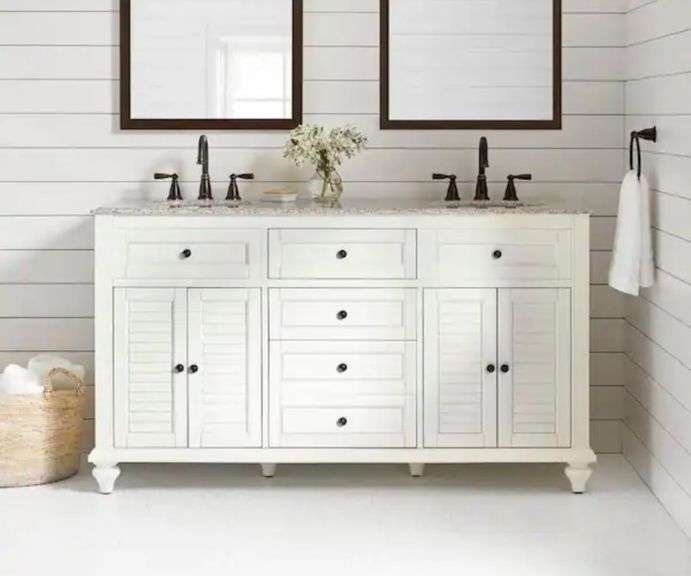 Hamilton 61 in. W x 22 in. D x 35 in. H Double Sink Freestanding Bath ...