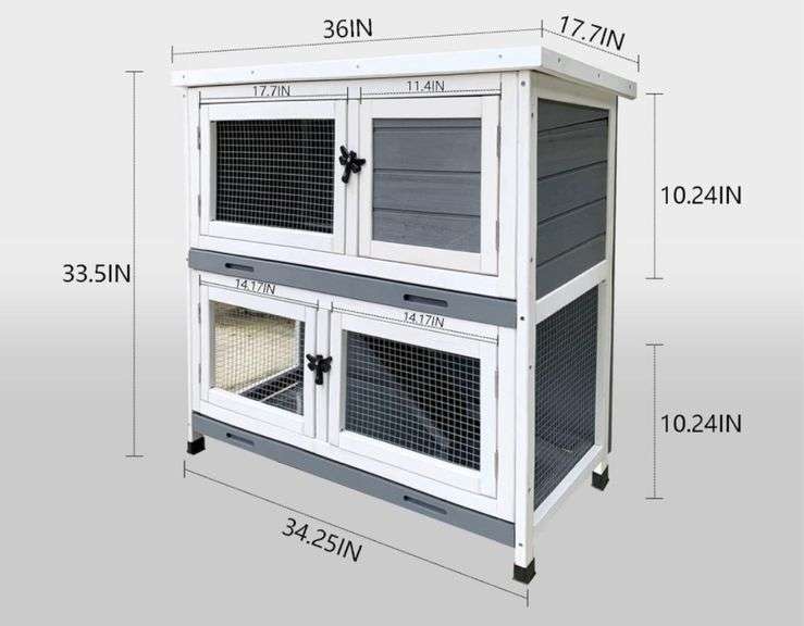 Amzoss 2 Story Solid Wood Rabbit/Bunny Hutch with 2 Large Main Rooms ...