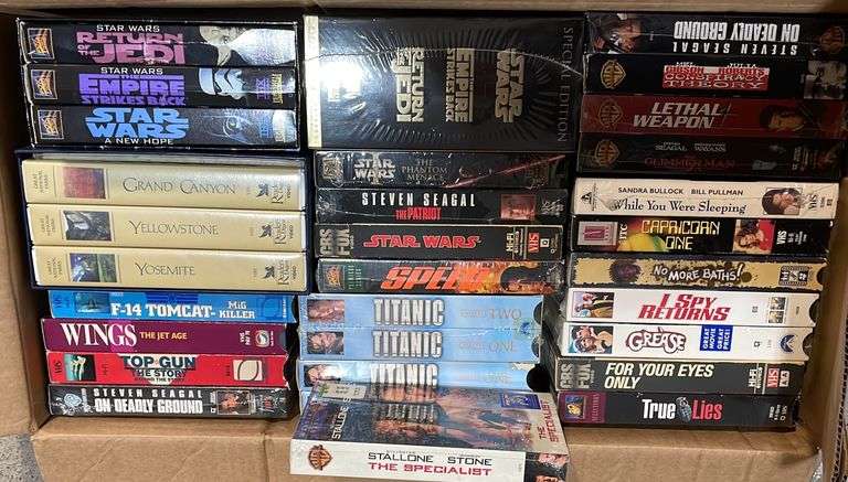 VHS Movie Assortment including Star Wars Trilogy (unwrapped), Titanic ...