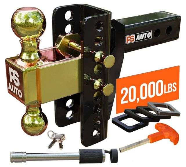 Adjustable Drawbar Trailer Hitch - 20,000 LBS, Fits 2 and 2-5/16 Inch ...