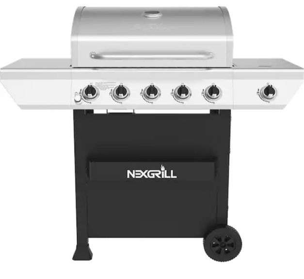 Nexgrill 5-Burner Propane Gas Grill in Stainless Steel with Side Burner ...