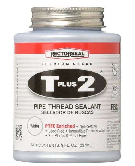 Rectorseal T Plus 2 Pipe Thread Sealant with PTFE 1/2 pt Brush Top (2 ...