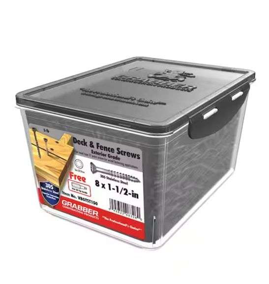 Grabber #8 x 1-1/2 in. Stainless Steel Star Drive Flat-Head Wood Deck ...