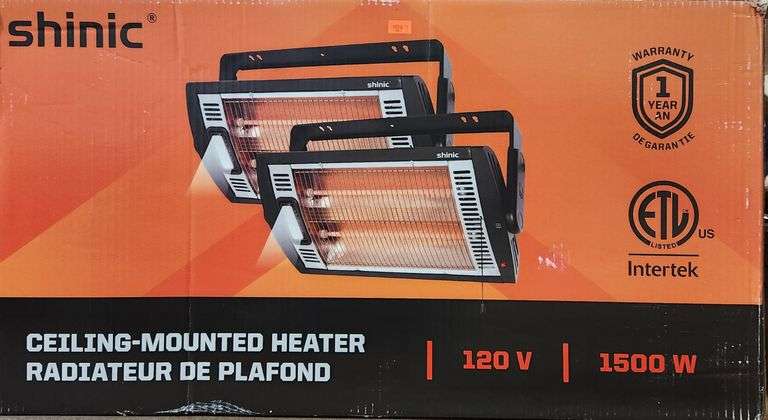 1500W Ceiling Mounted Dual Quartz Radiant Heater, Electric Garage ...