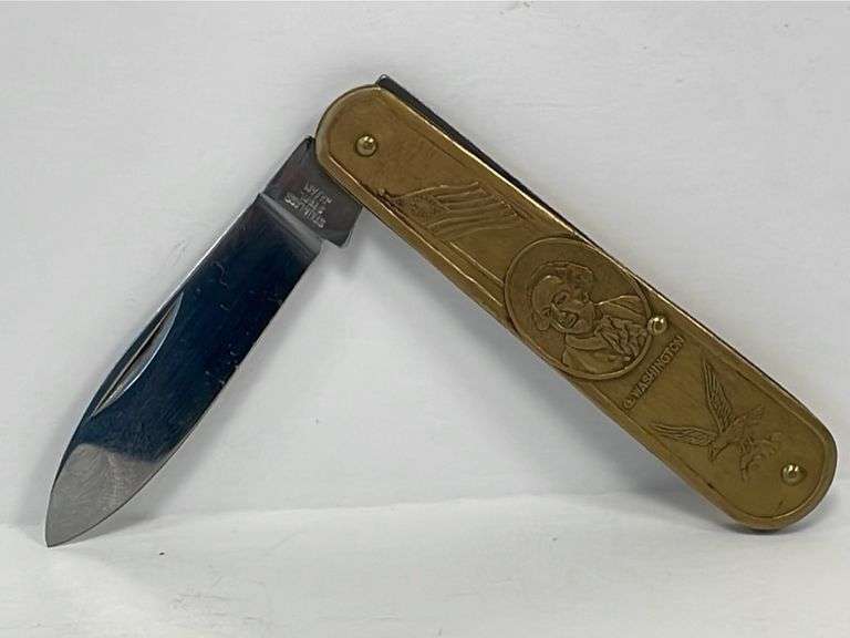 George Washington, Flag, and Eagle Gold Toned Stainless Steel ...