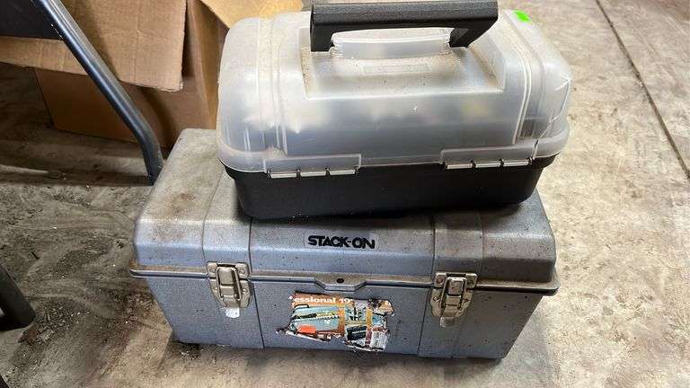 Stack on tool Box with staples inside 22”, Plastic tool box with ...