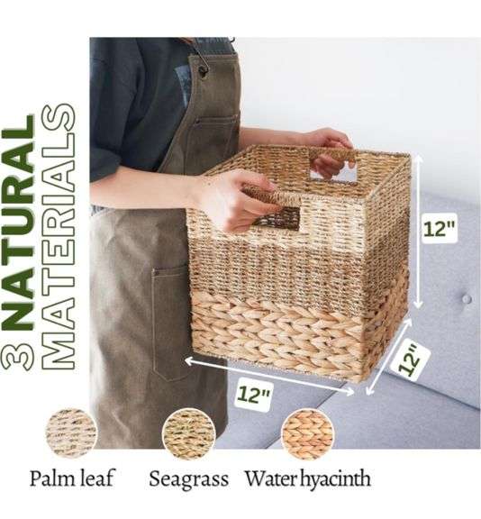 Natural Wicker Storage Cube, 12x12 Storage Cube Bin - Metzger Property ...