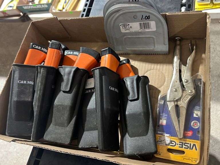 8- C&R mfg utility Knives and plastic holsters, Vise Grip needle nose ...