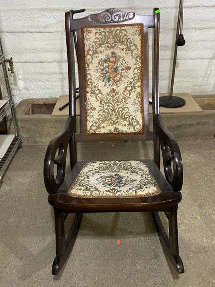 Rocking Chair with Upholstered Bottom and Back 20.25”W Seat Ht 18 ...