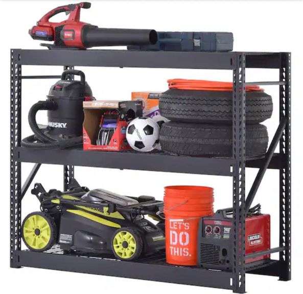Husky 3-Tier Industrial Duty Steel Freestanding Garage Storage Shelving ...