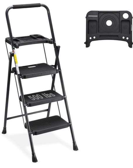 3 Step Ladder with Tool Tray - 500lb Capacity - Metzger Property ...