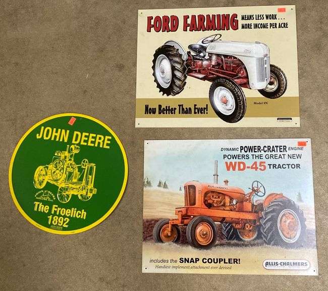 3 - Signs inc. John Deere 12”, Ford Farming 16”x 12.5”, Allis -Chalmers ...