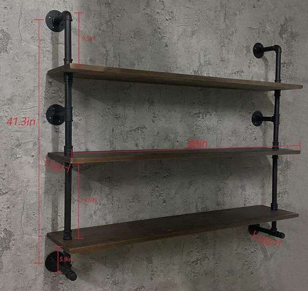 Industrial Pipe Wall Shelves Pipe Shelving with Real Wood Plank ,48 ...