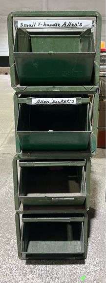 Group Of Four Matching Vintage American Industrial Stackable Olive ...