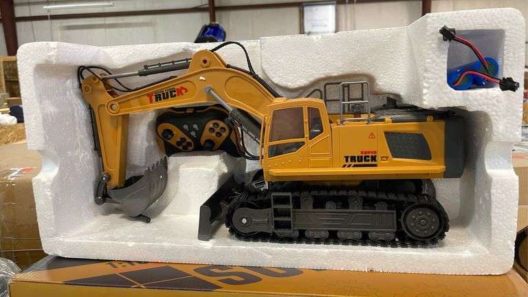 21" Large Remote Control Excavator Toy with Metal Bucket & Dozer Blade ...